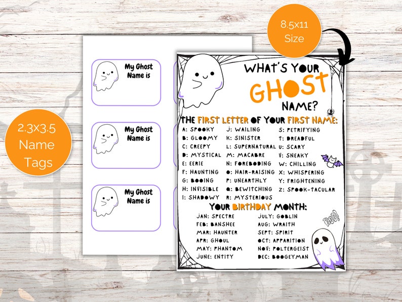 What's Your Ghost Name Game + Name Tags, Ghost Name Generator, Ghost ...