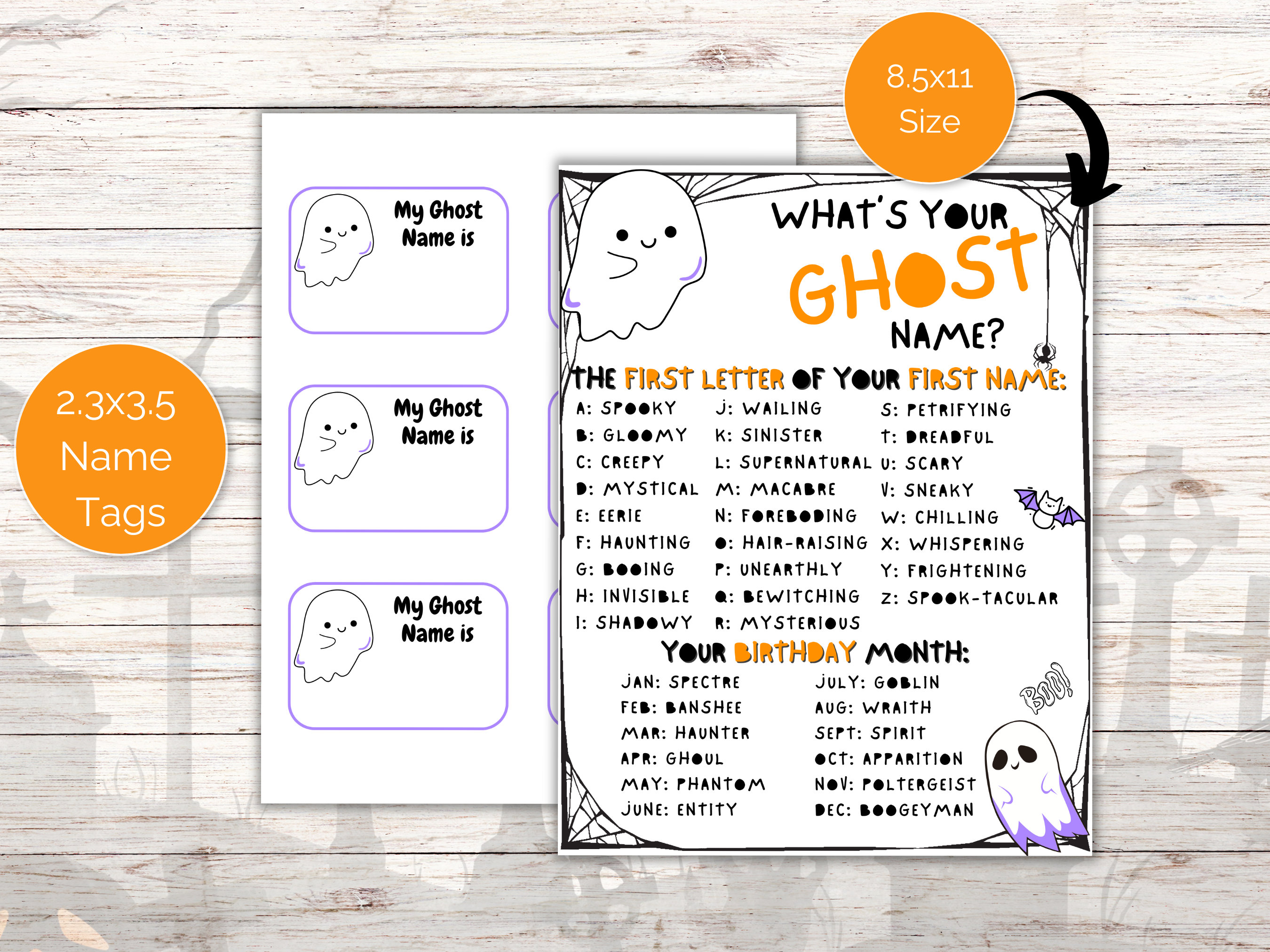 What's Your Ghost Name Game + Name Tags, Ghost Name Generator, Ghost ...
