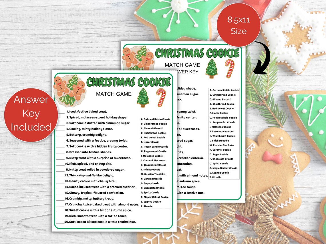 Christmas Cookie Match Game, Printable Christmas Cookie Exchange Party ...