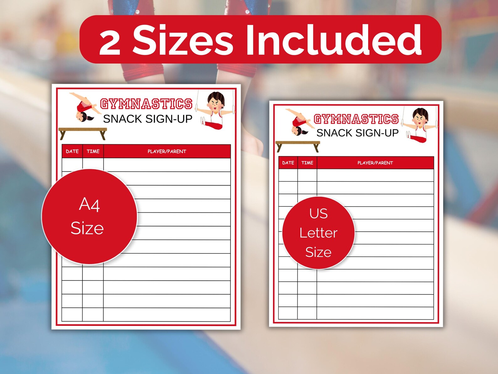 Gymnastics Snack Sign up Sheet, Printable Gymnastics Snack Schedule ...