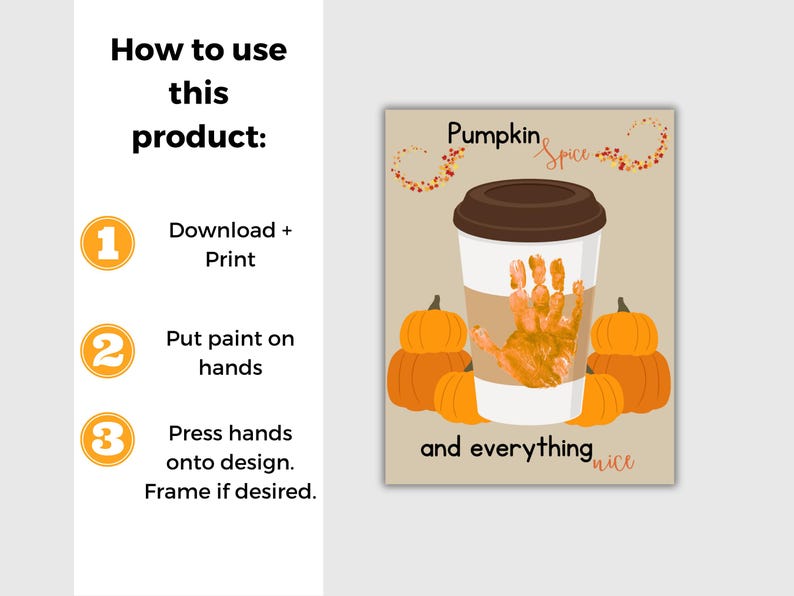 Pumpkin Spice Fall Handprint Art, Fall Handprint Craft for Toddlers ...