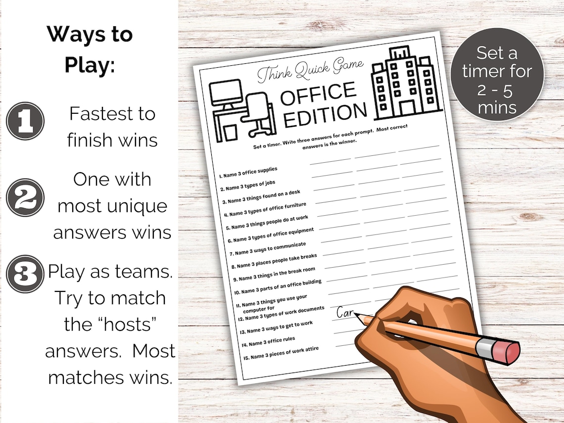 Office Think Quick, Office Party Game, Team Building Game for Employees ...