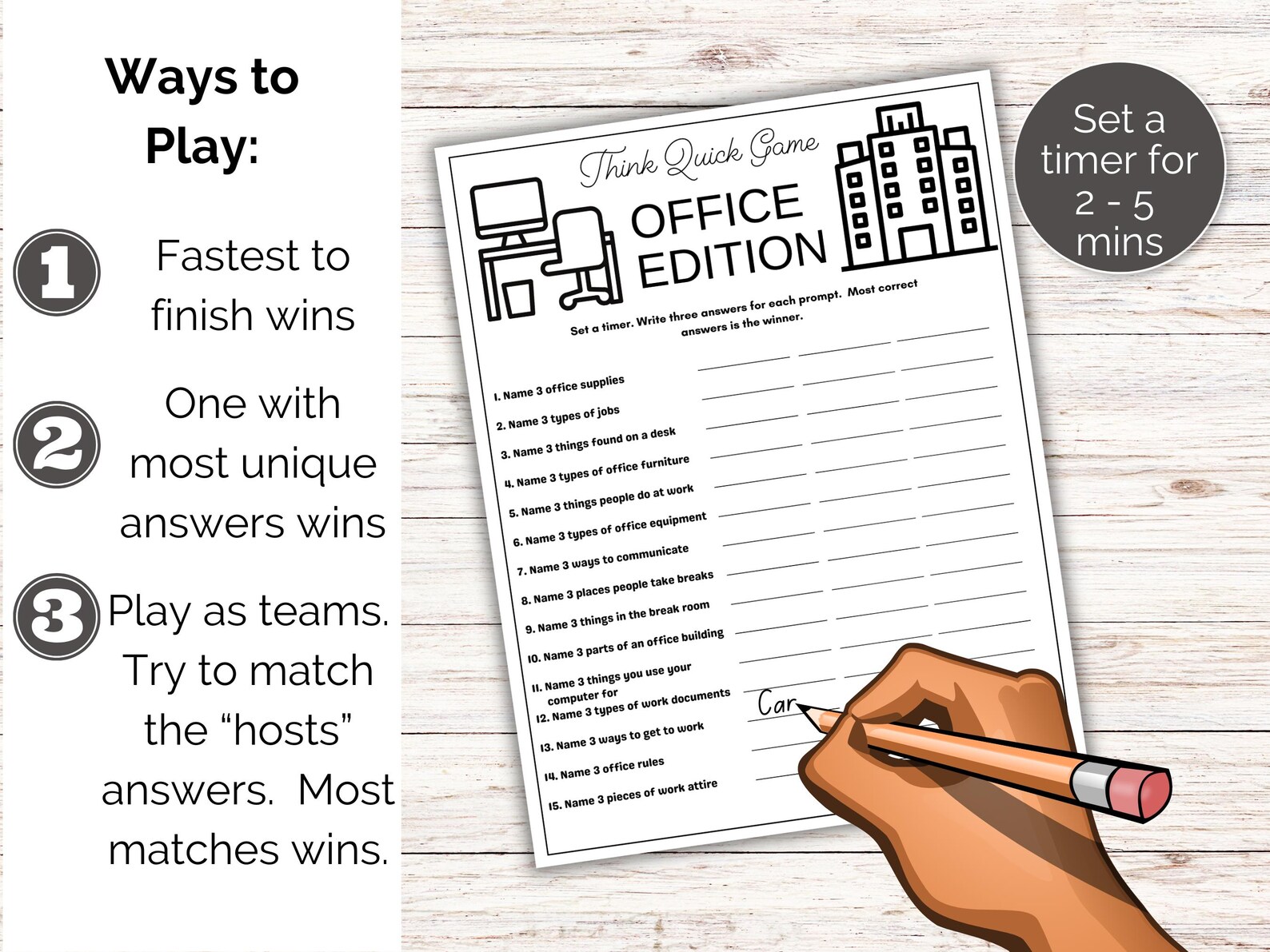 Office Think Quick, Office Party Game, Team Building Game for Employees ...