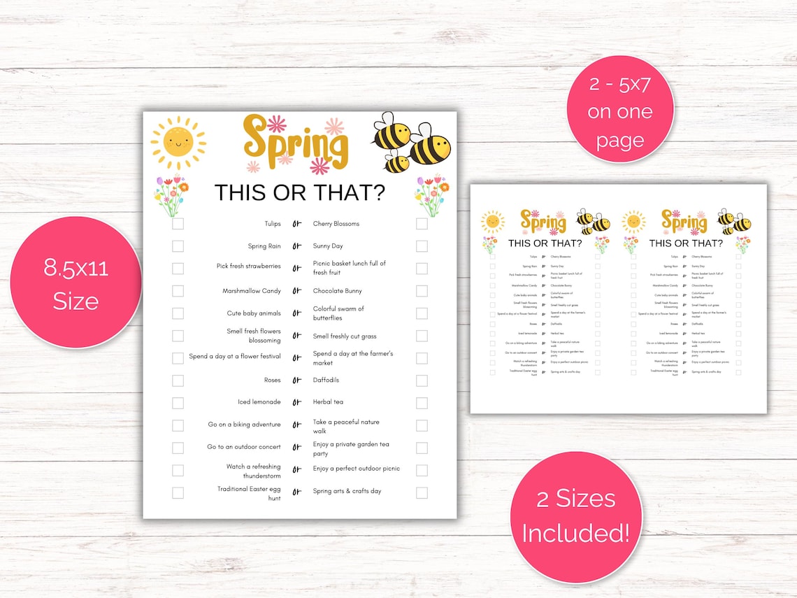 Spring This or That Game, Printable Springtime Game, Spring Icebreaker ...