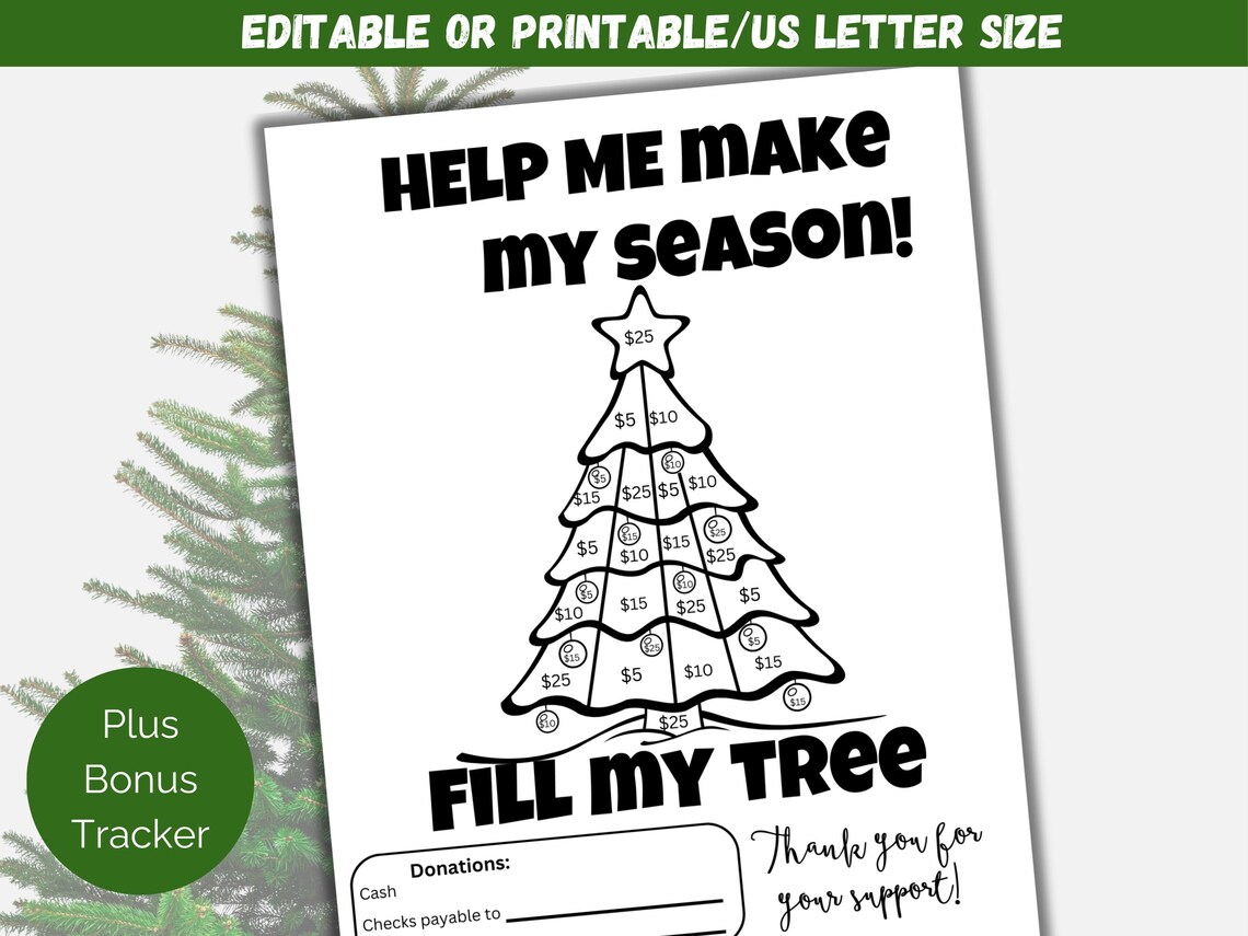 Editable Fill My Christmas Tree Fundraiser Template, Winter Fundraiser ...