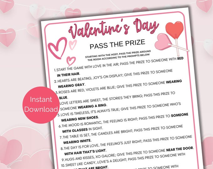 Valentines Pass the Prize Game, Valentines Pass the Present Game ...