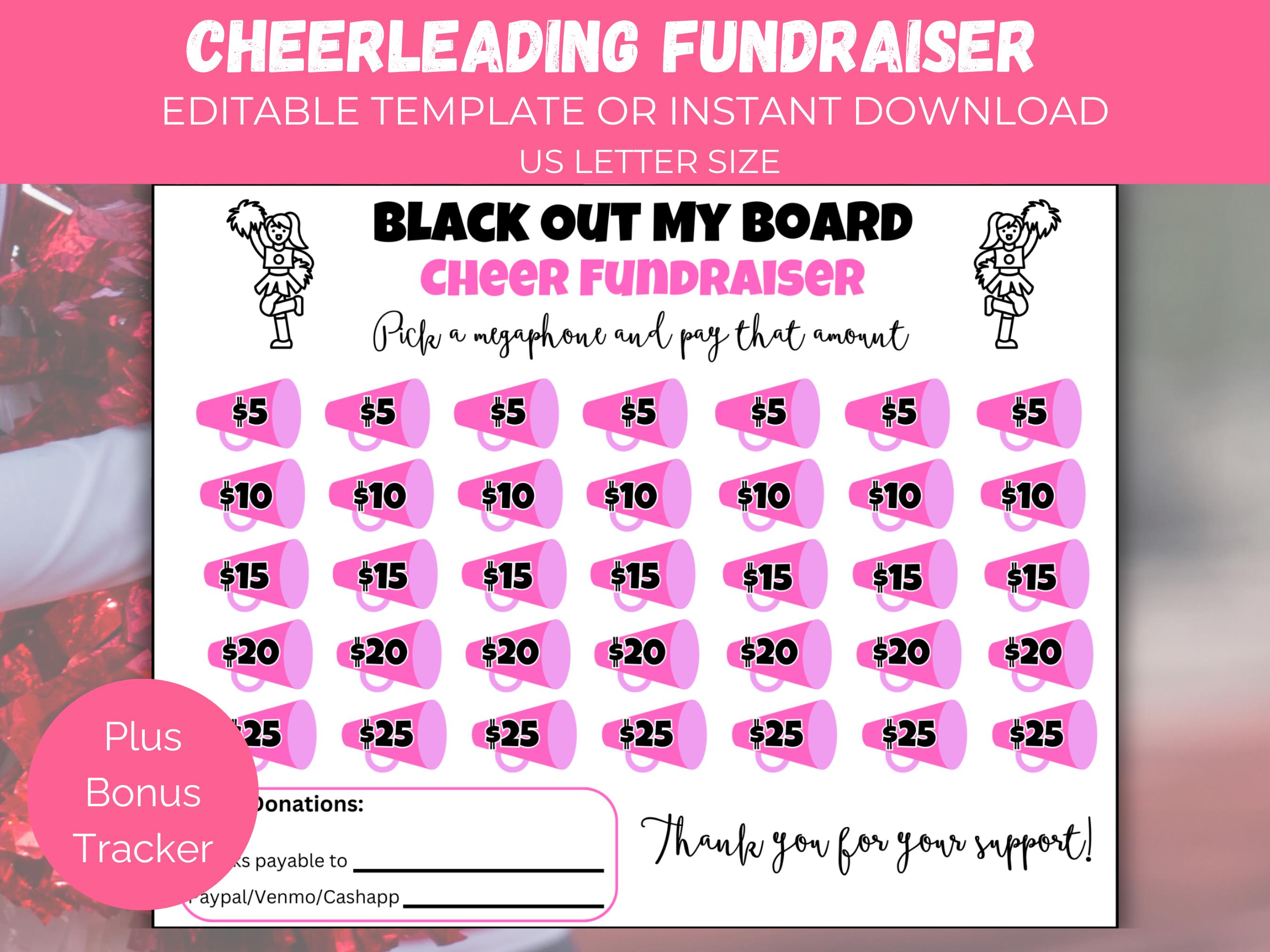 Editable Cheer Black Out My Board Fundraiser, Cheerleading Team ...