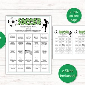 Soccer Find Someone Who Game, Soccer Party Mix and Mingle Bingo Game ...