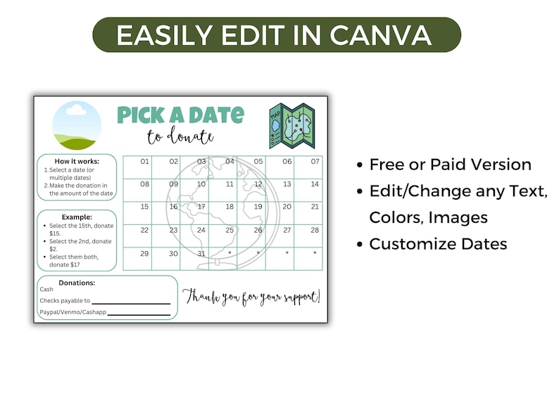 Editable Class Field Trip Pick A Date, Senior Trip Fundraiser Calendar ...