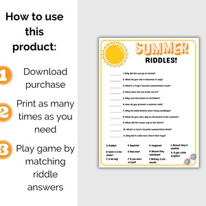 Summer Jokes, Summer Riddles, Summer Party Game, Summer Break Printable ...