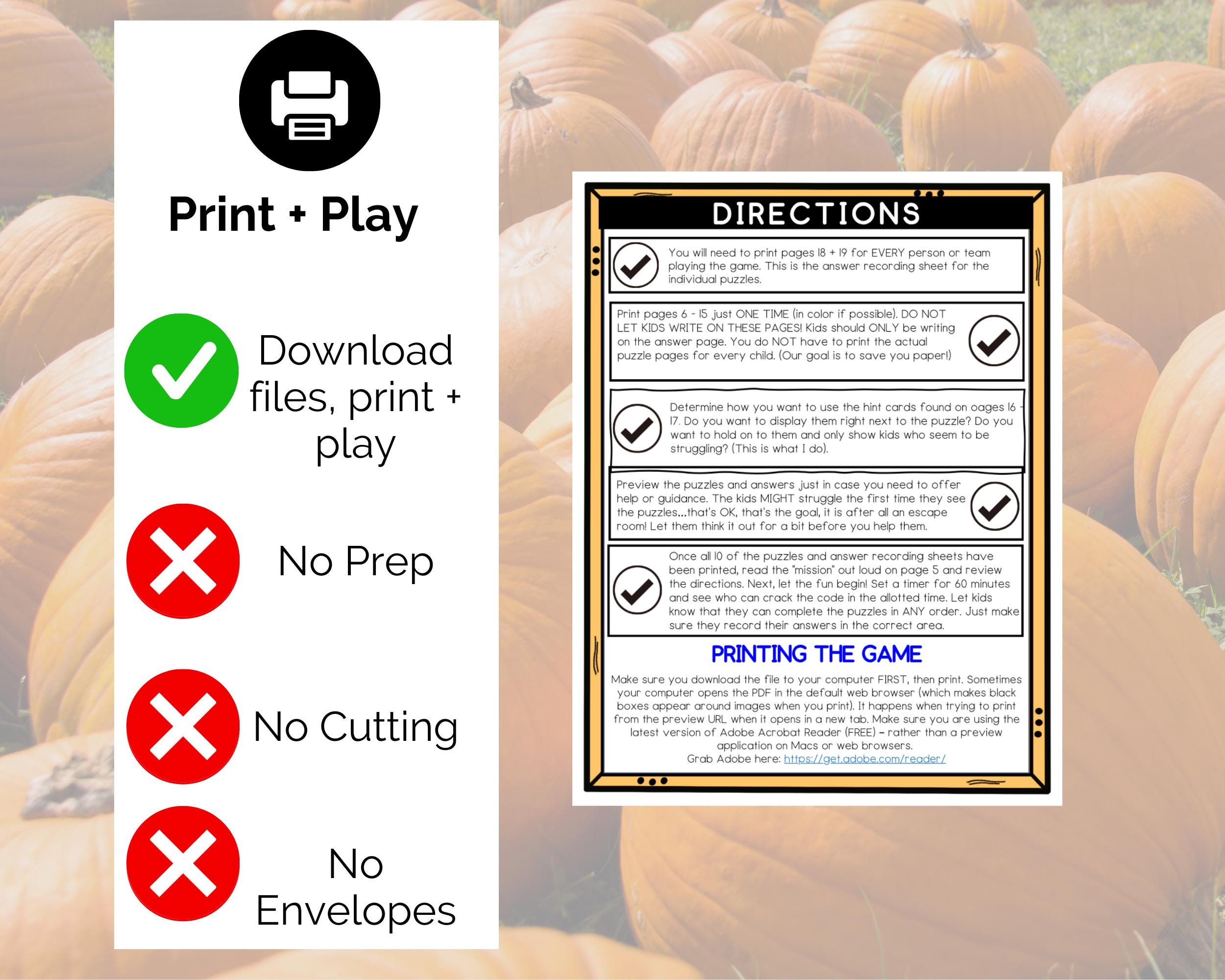 Pumpkin Patch Escape Room, Halloween Printable Escape Room Kit, DIY ...