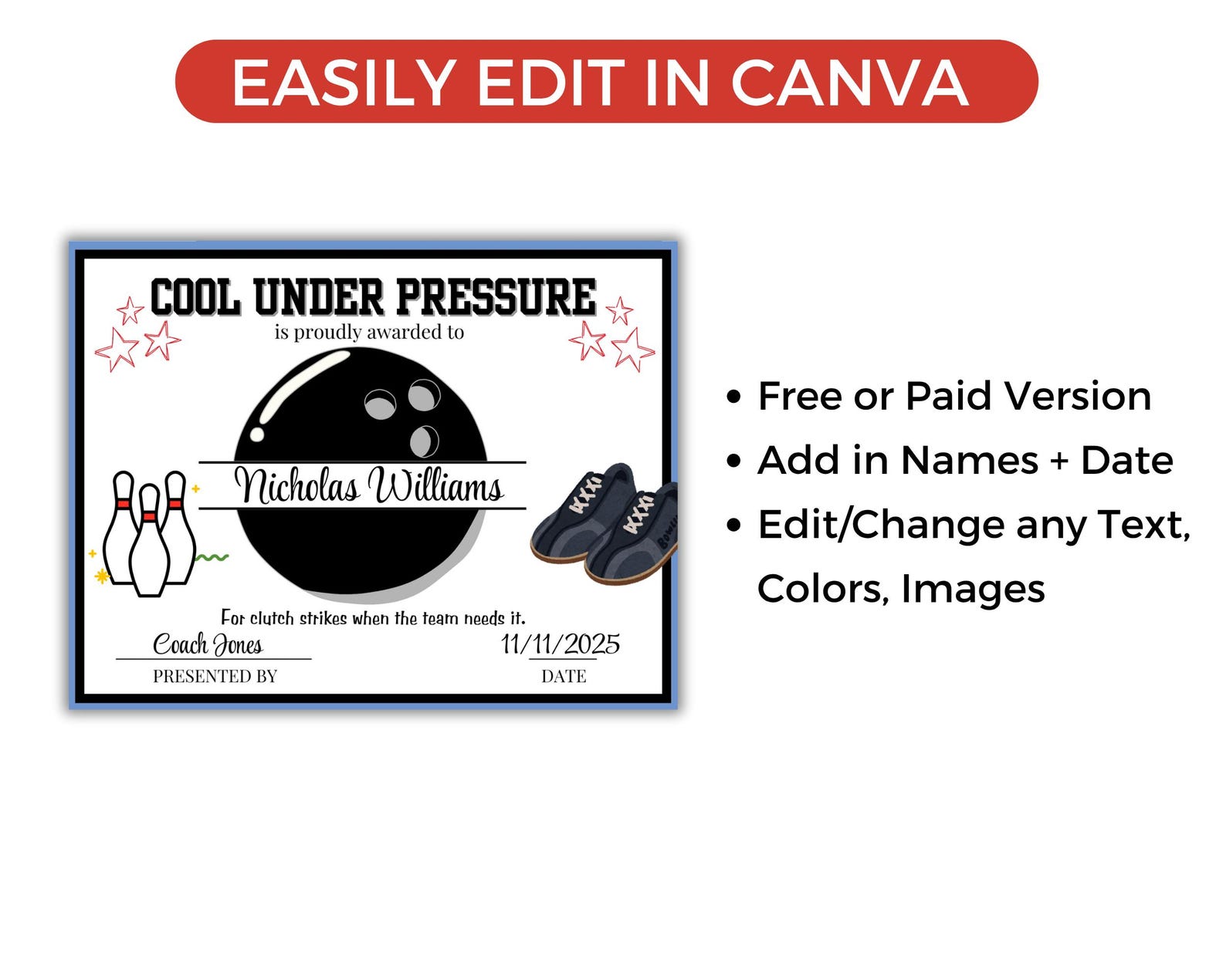 Editable Bowling Award Certificates, 101 Printable End of Season ...