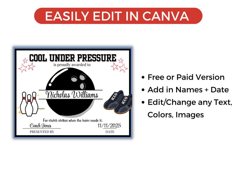 Editable Bowling Award Certificates, 101 Printable End of Season ...