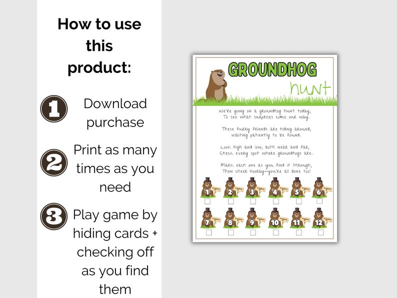 Groundhog Day Scavenger Hunt for Kids, Printable Groundhog Day Activity ...