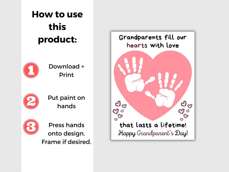 Grandparents Day Handprint Art, Heart Grandparents Day Handprint Craft ...