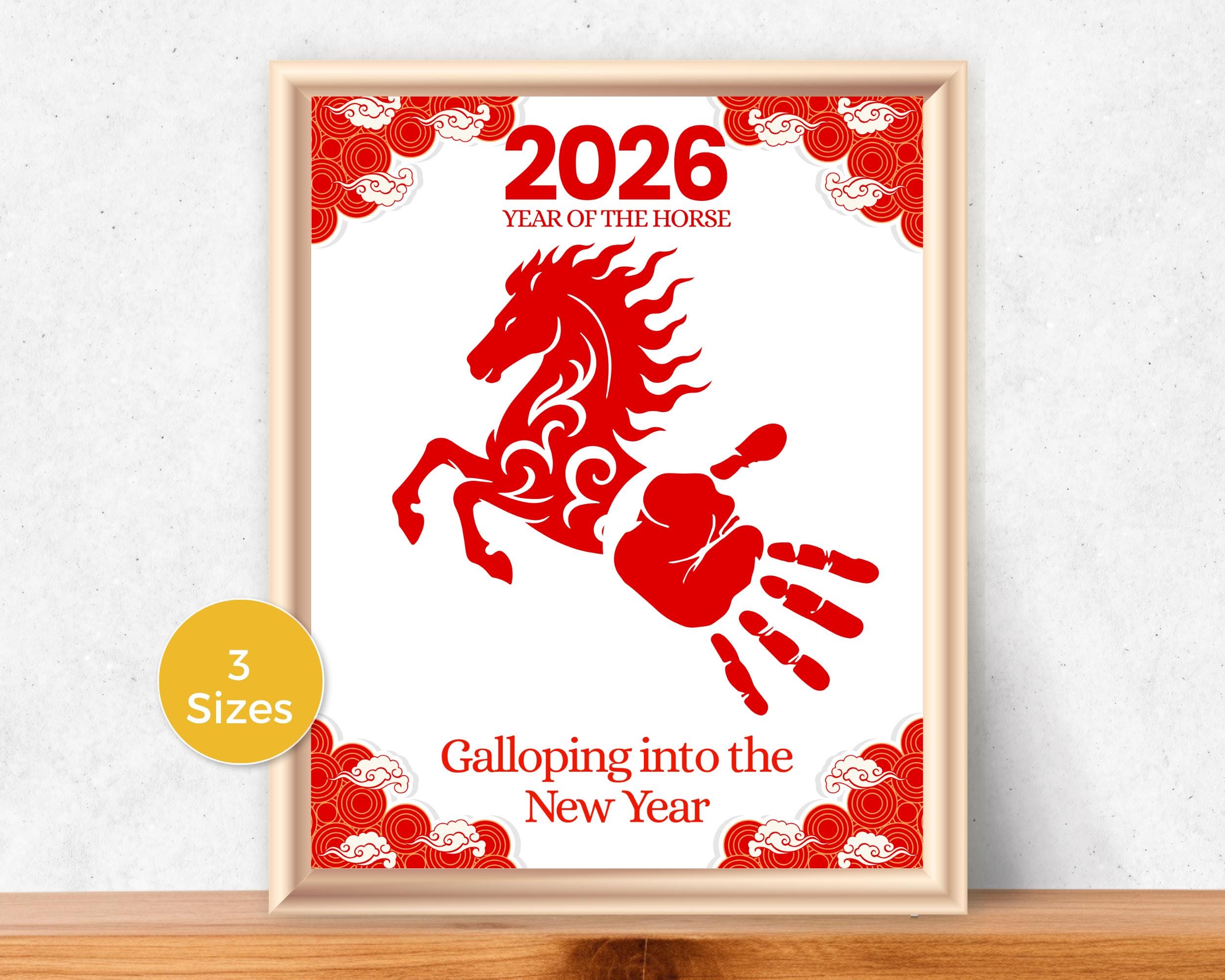 Lunar New Year Horse Handprint Art, Chinese New Year Handprint Craft ...