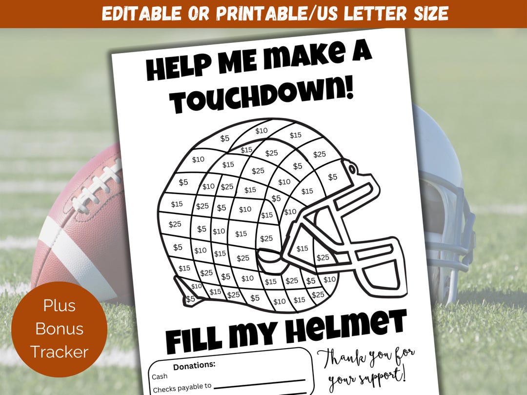 Editable Fill My Football Helmet Fundraiser Template, Football ...