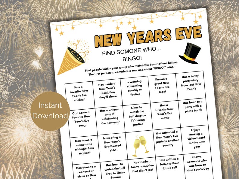 New Years Eve Find Someone Who Game, New Years Eve Party Mix and Mingle ...