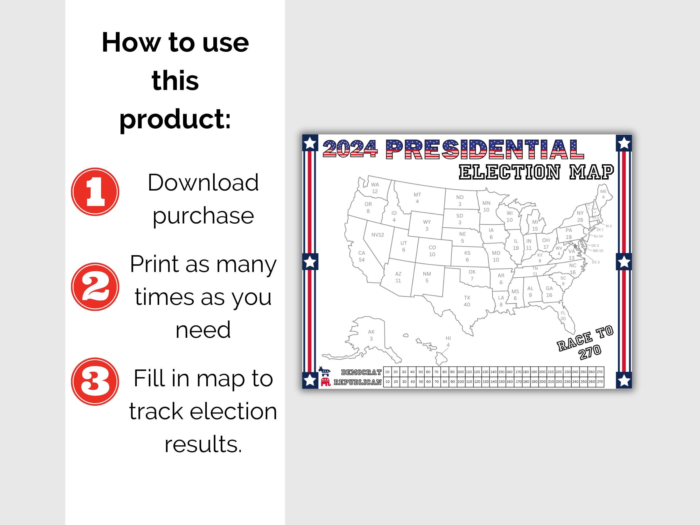2024 Presidential Election Map, Electoral College Vote Tracker Kids ...