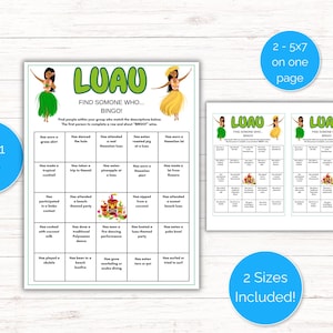Luau Find Someone Who Game, Hawaiian Party Mix and Mingle, Aloha Party ...