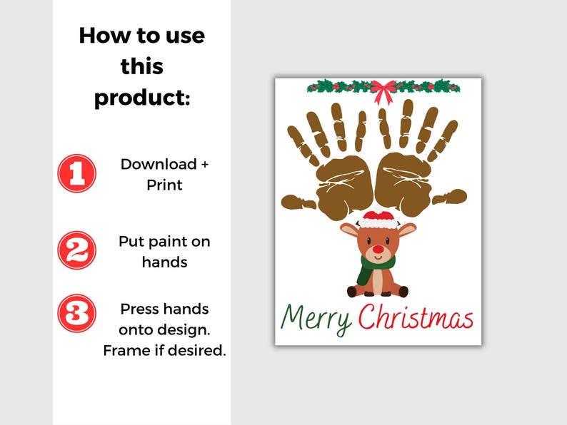 Reindeer Handprint Art, Christmas Handprint Craft for Toddlers ...