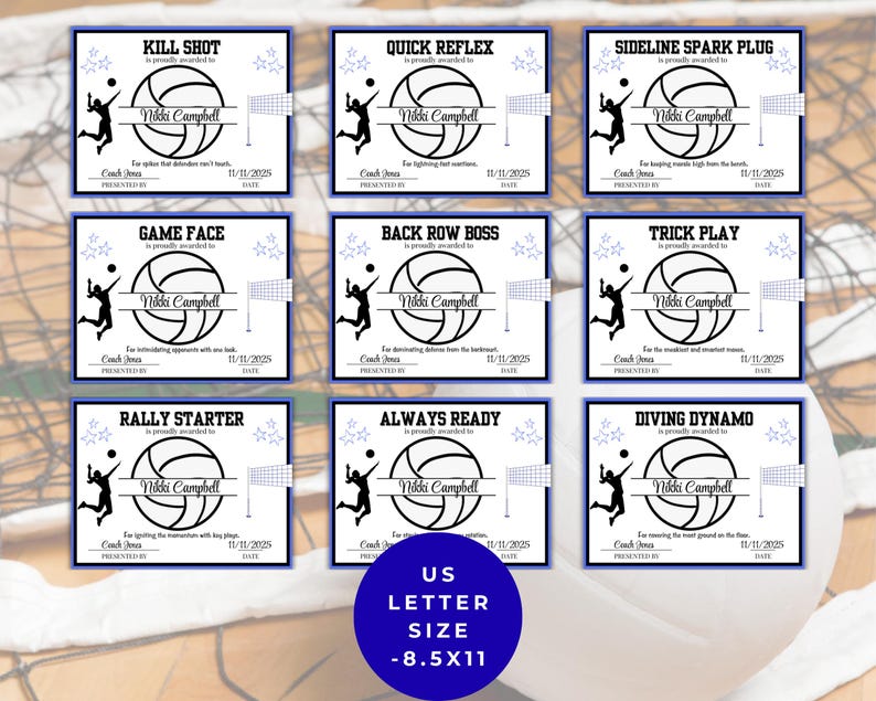 Editable Volleyball Award Certificates, 101 Printable End of Season ...