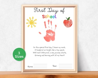First Day of School Handprint Art, Back to School Handprint Craft, 1st ...