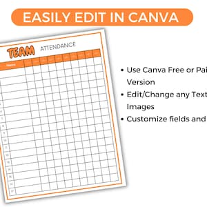 Editable Sports Attendance Sheet, Printable Sports Season Attendance ...