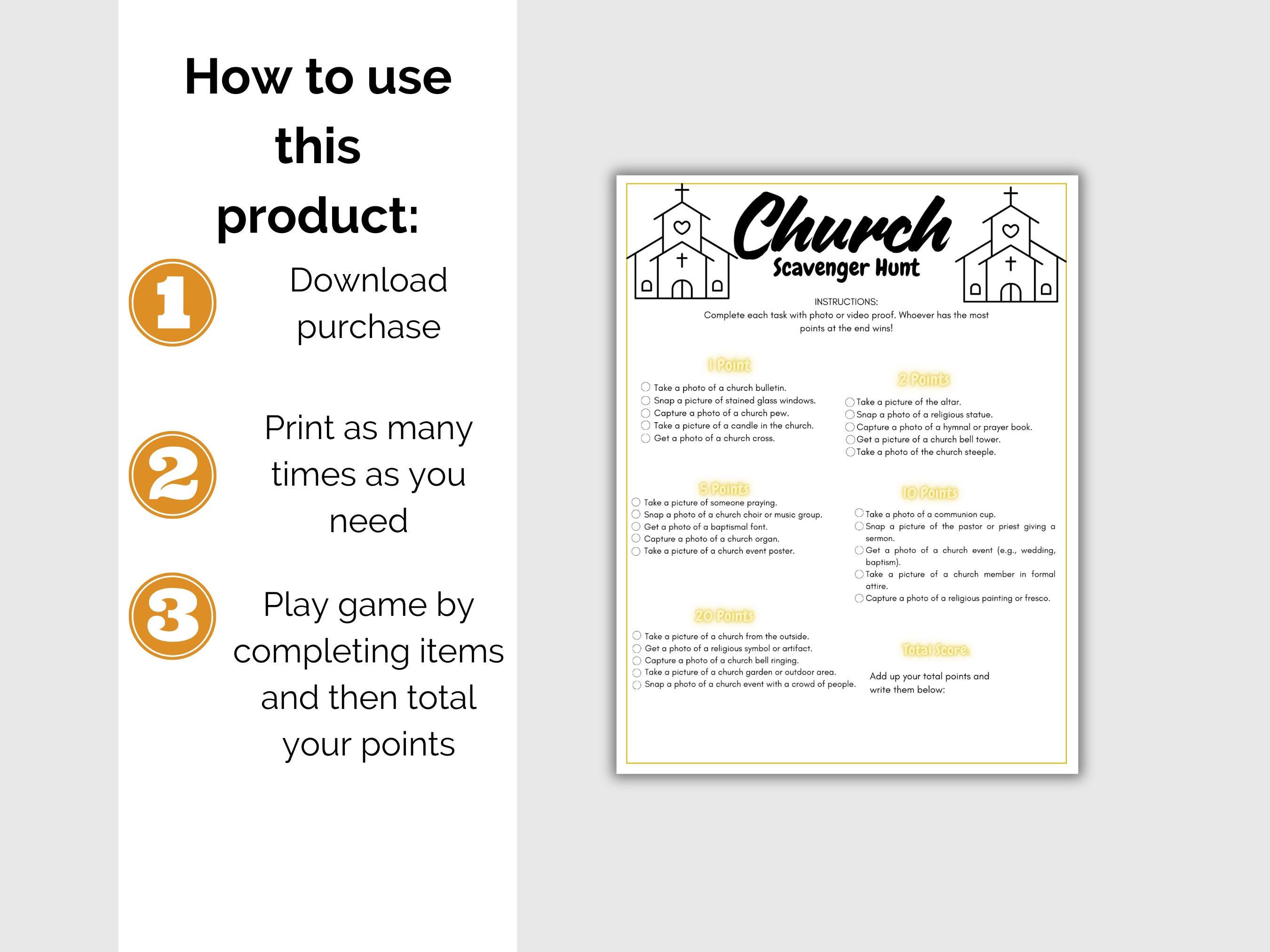 Church Scavenger Hunt, Printable Church Photo Scavenger Hunt, Sunday ...