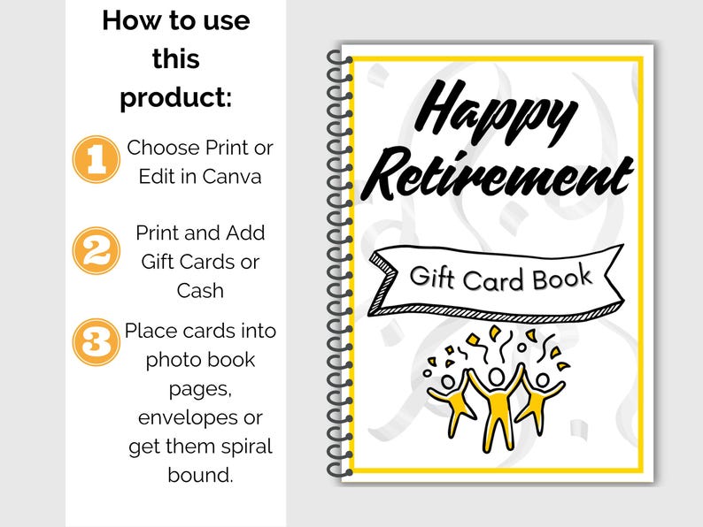 Retirement Gift Card Book Editable or Printable, Coworker Farewell Gift ...