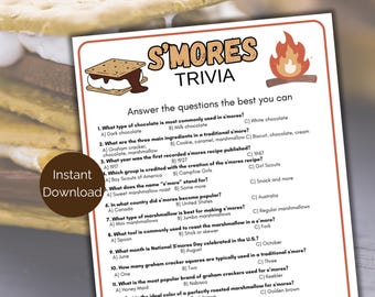 S'mores Trivia Game, Smores Quiz, Printable Camping Party Game for Kids ...