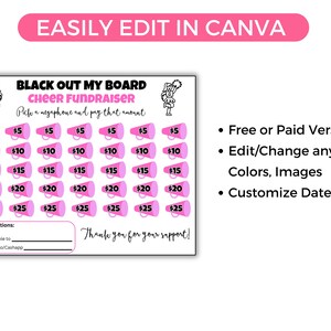 Editable Cheer Black Out My Board Fundraiser, Cheerleading Team ...