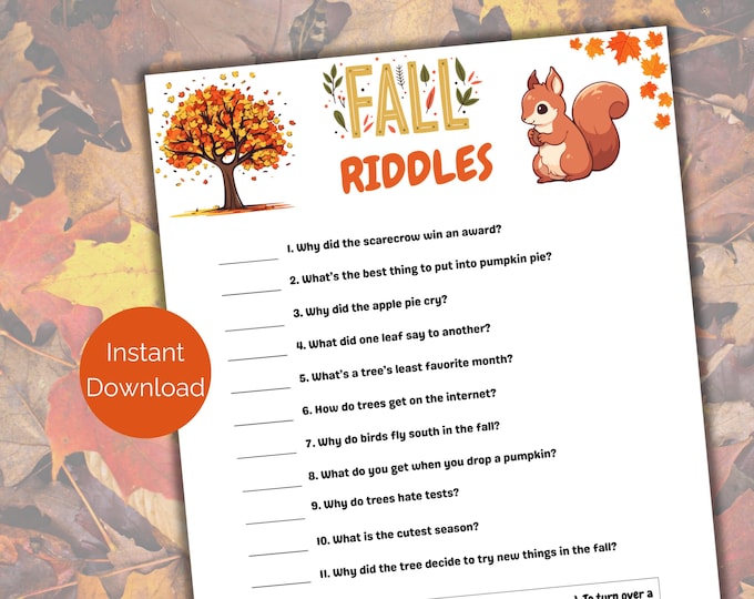 Fall Riddle Me This Game, Printable Autumn Game, Fall Riddles, Fall ...