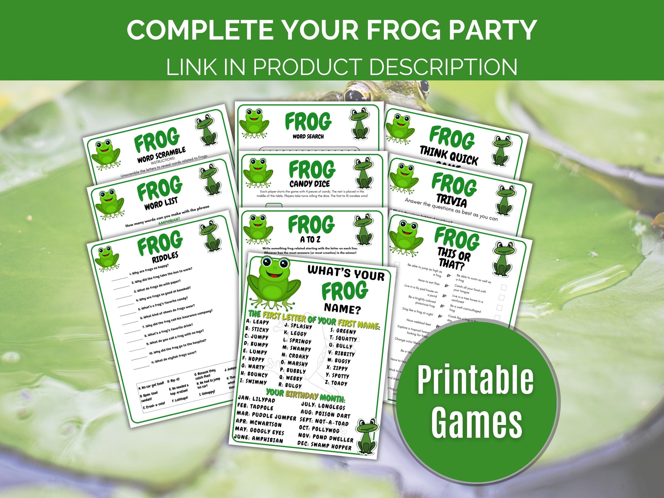 Frog Trivia Game, Frog Quiz, Printable Frog Birthday Party Idea, Frog ...