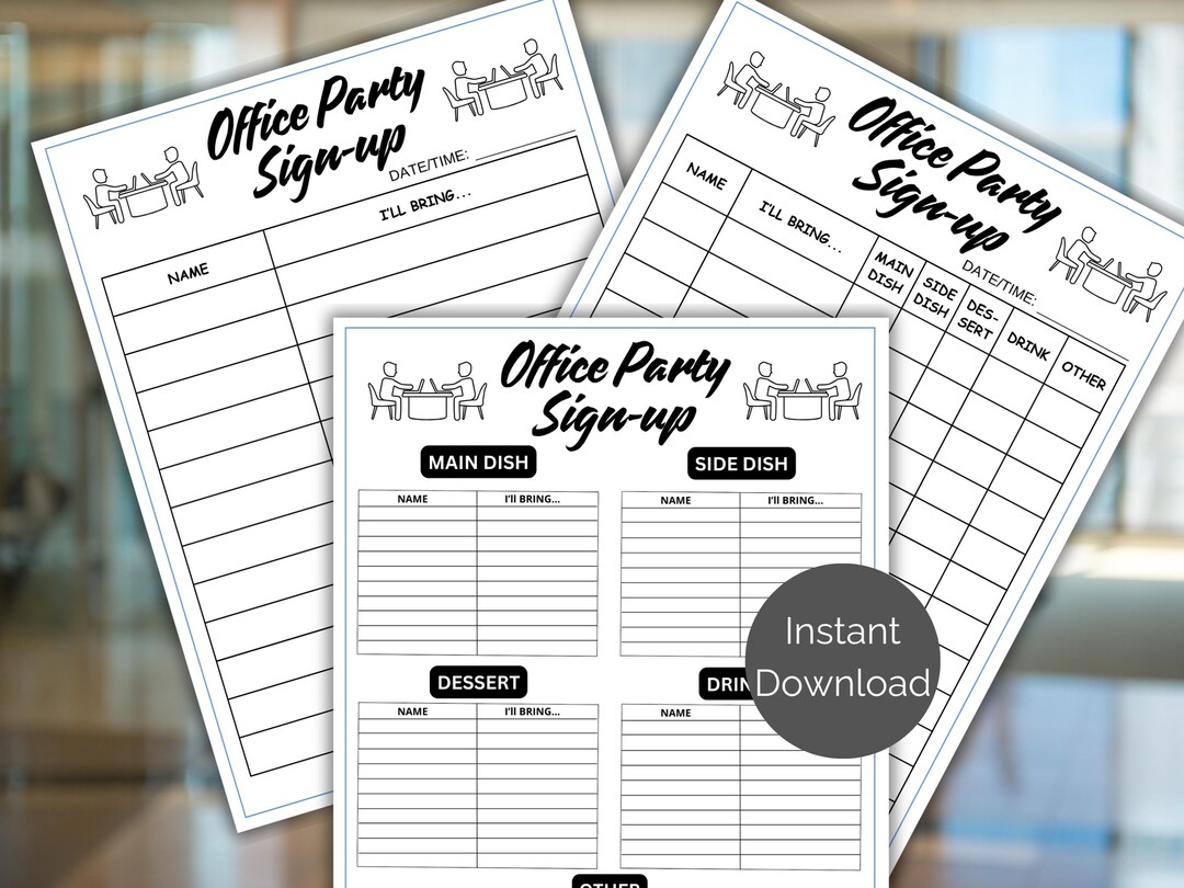 Office Lunch Potluck Sign up Sheet, Printable Office Party Potluck Sign ...