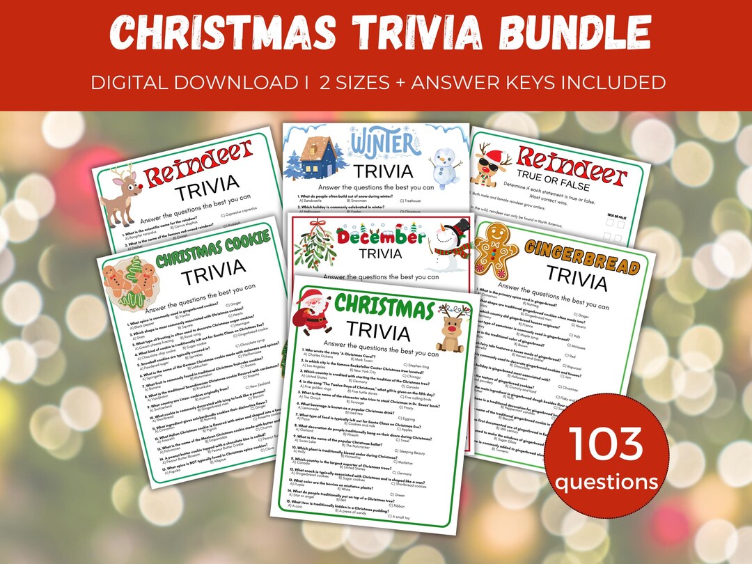 Christmas Trivia Game Bundle, Printable Christmas Quiz for Kids ...