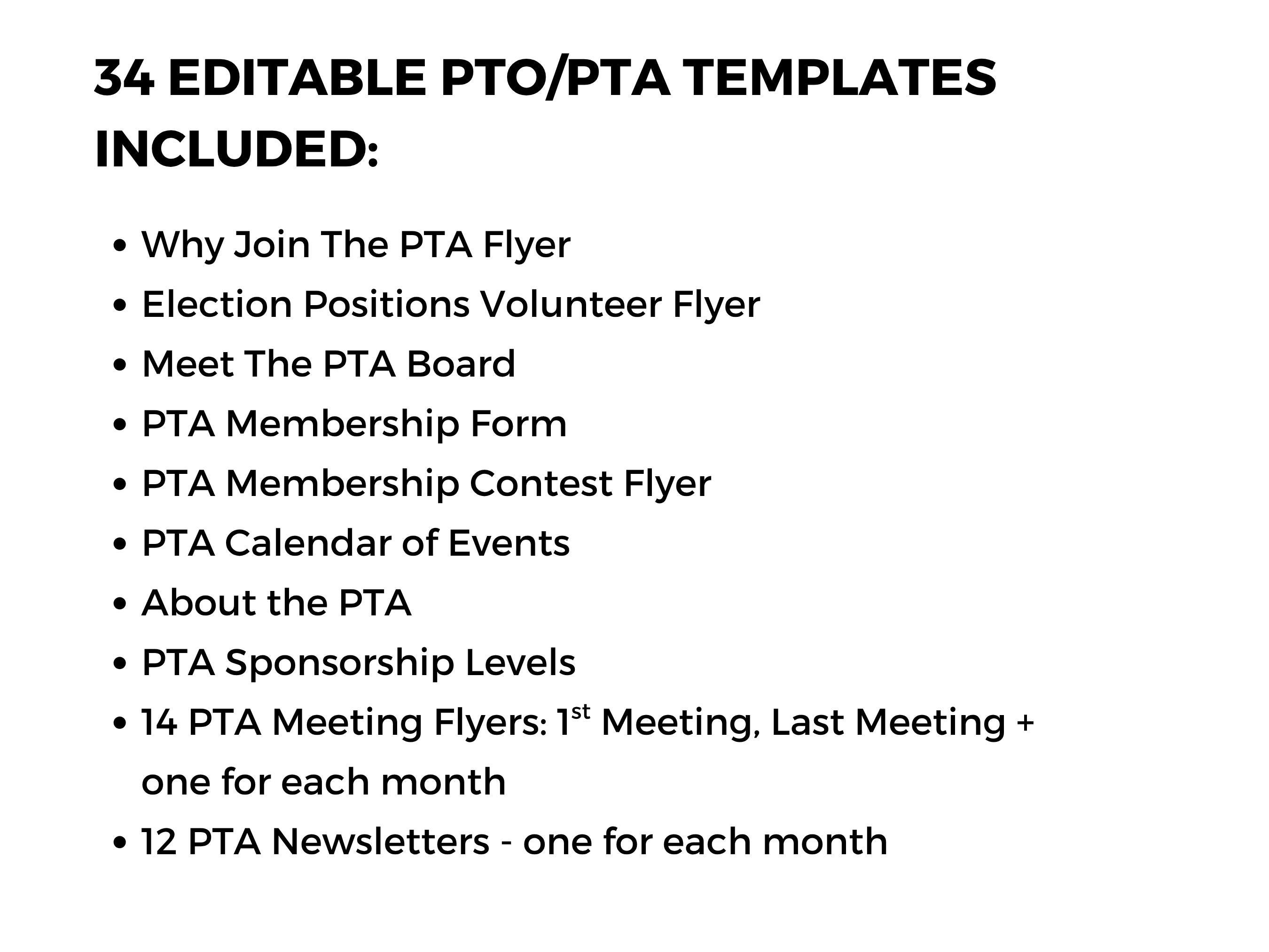 EDITABLE PTO PTA Flyer Template Bundle With Pta Newsletter Templates ...