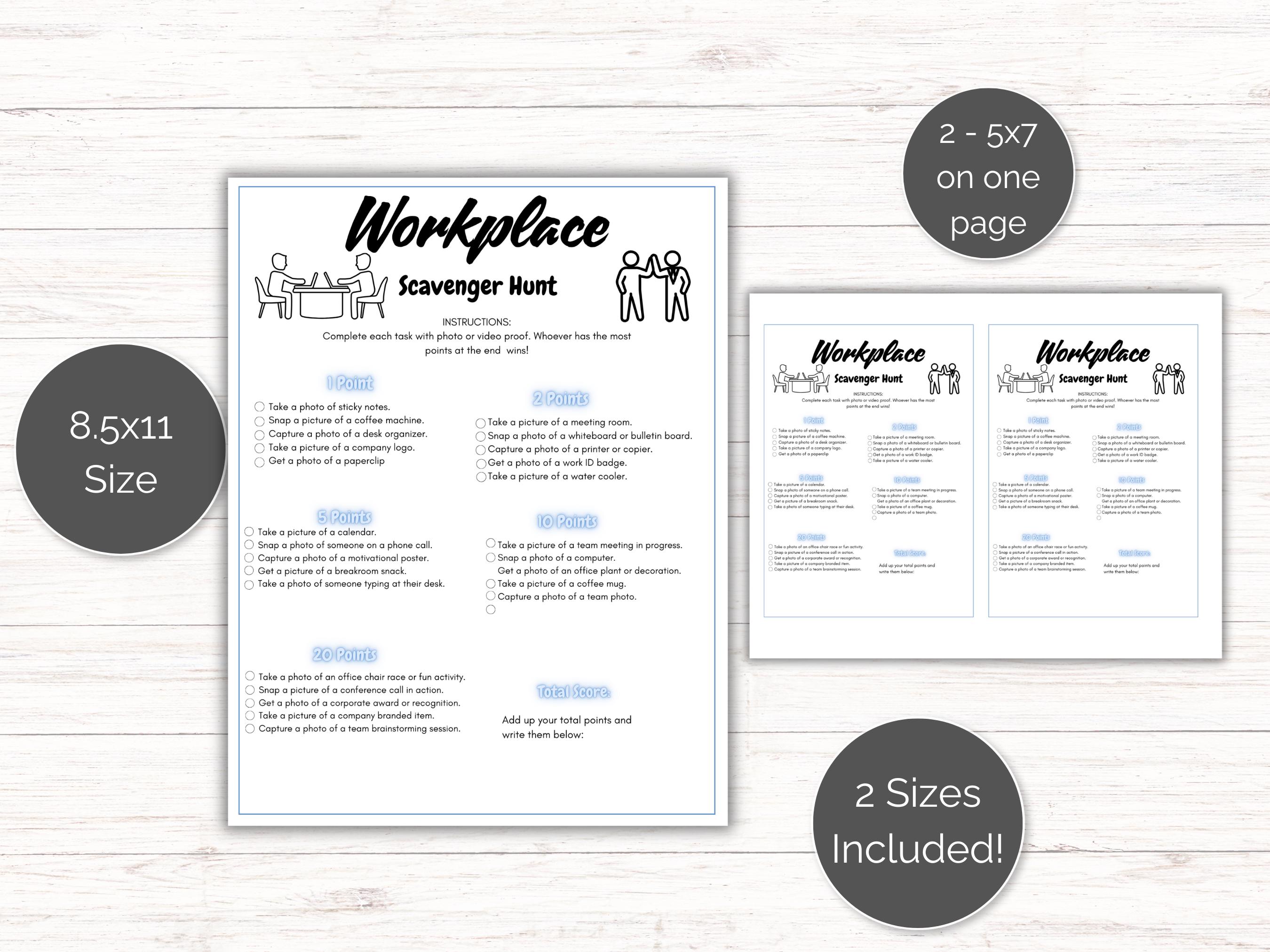 Workplace Scavenger Hunt, Printable Office Photo Scavenger Hunt, Team ...