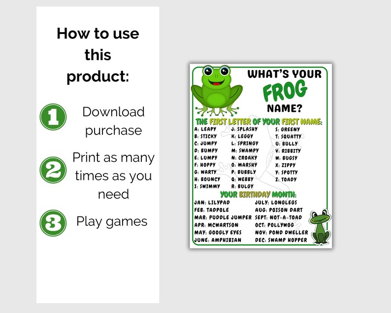 Frog Game Bundle, Frog Birthday Party Ideas, Hoppy Birthday Game, Frog ...