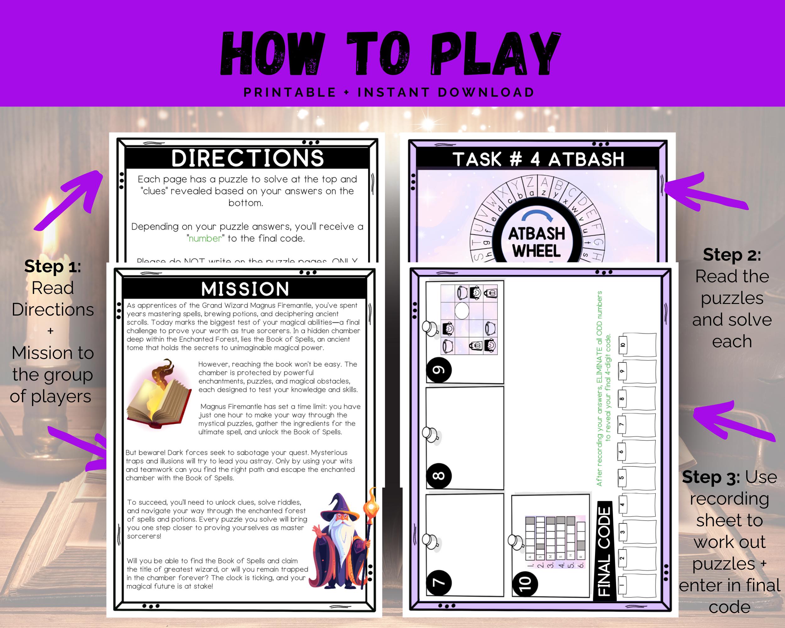 Wizard Escape Room Game for Kids, Printable Escape Room Kit, Wizard ...