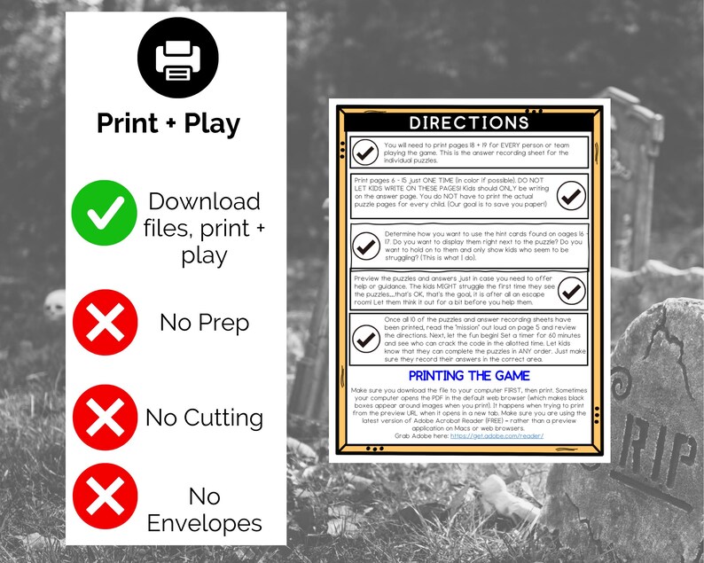 Haunted Graveyard Escape Room, Halloween Printable Escape Room Kit, DIY ...