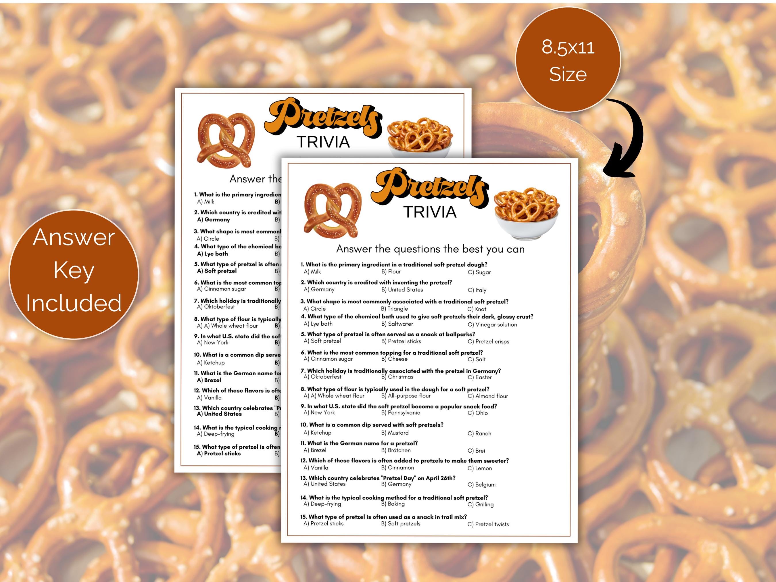 Pretzel Trivia Game, Pretzel Quiz, Printable German Party Game for Kids ...
