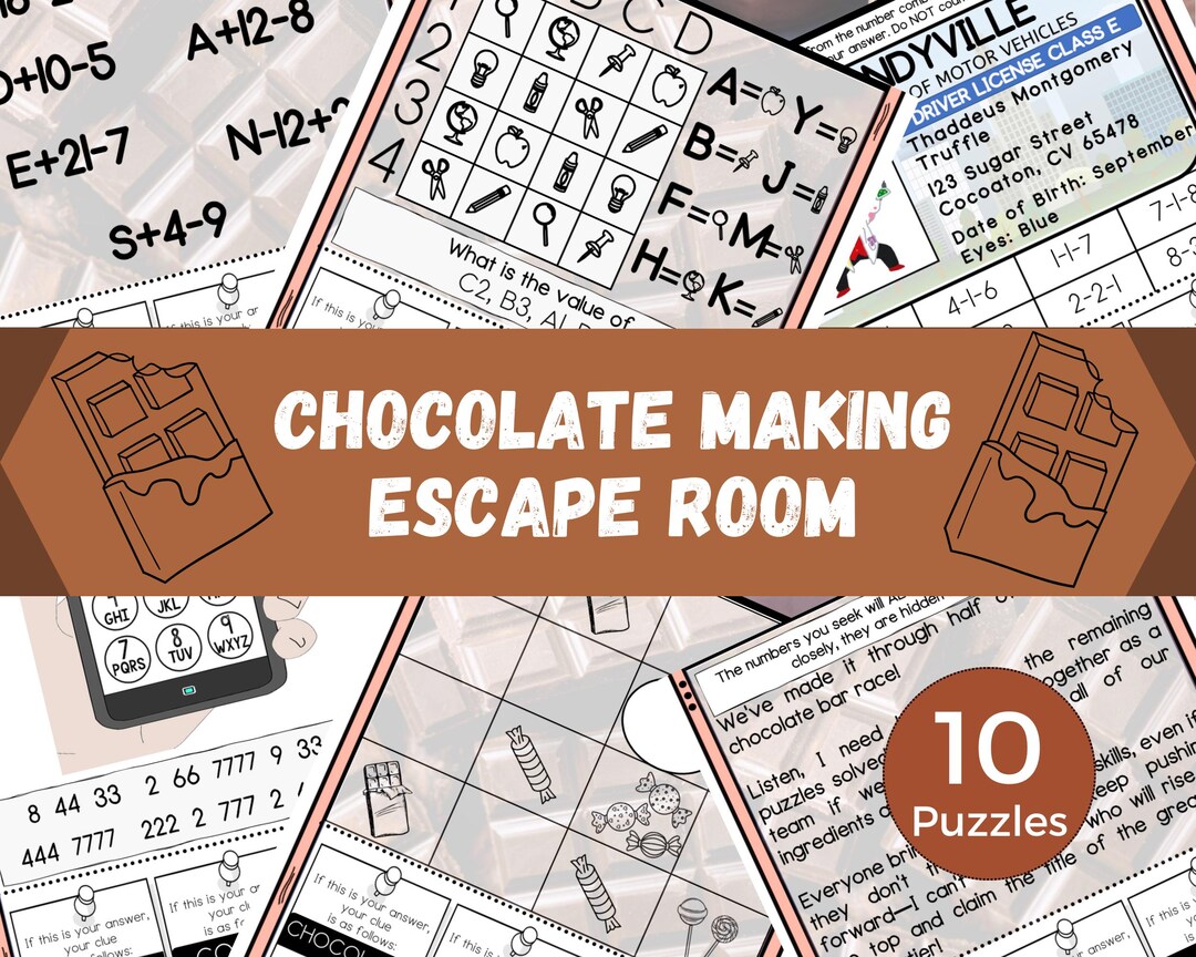 Chocolate Escape Room, Chocolate Party Games, Printable Escape Room Kit ...