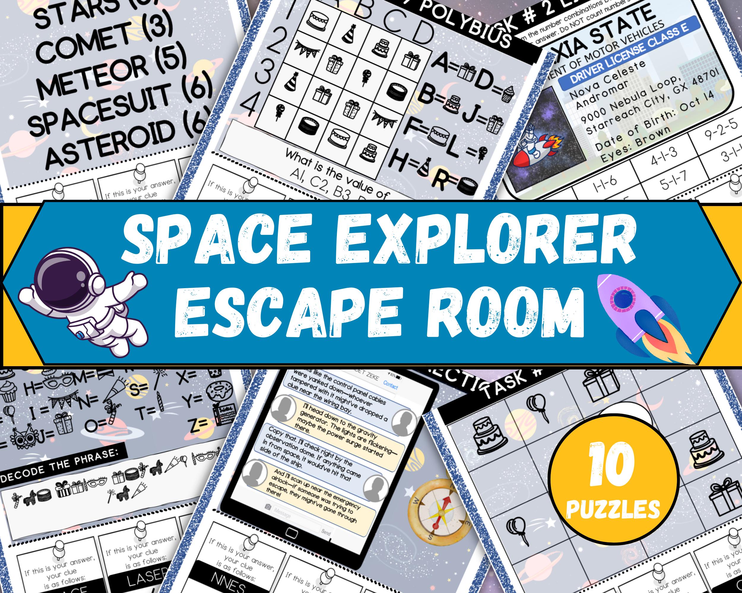 Space Escape Room for Kids, Printable Escape Room Kit, Birthday Party ...