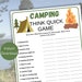 Camping Think Quick, Camping Printable Game, Camping Activity for Kids ...