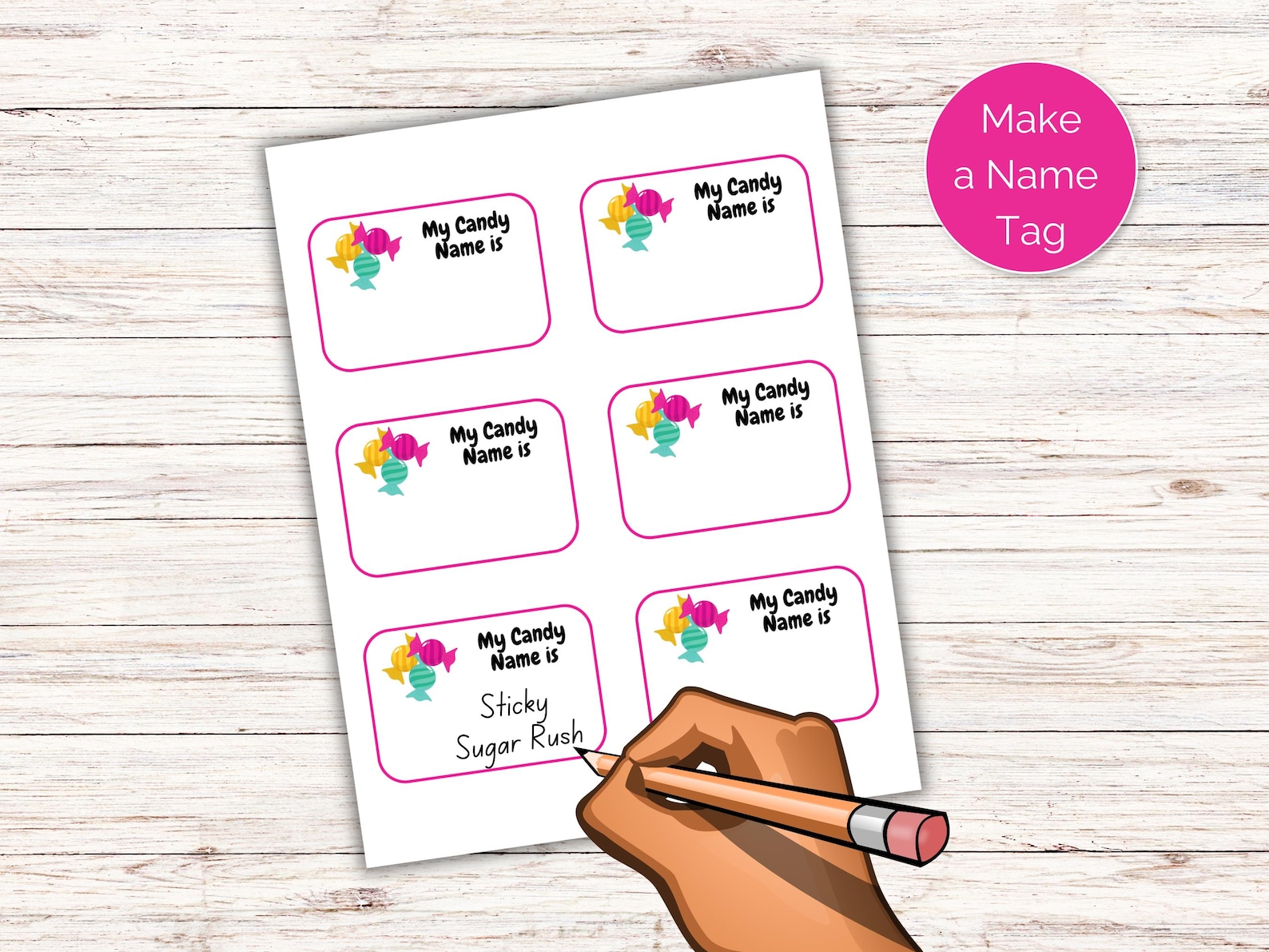 What's Your Candy Name Game + Name Tags, Printable Candy Party Game ...