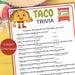 Taco Trivia Game, Taco Quiz, Printable Mexican Fiesta Game, Cinco De ...