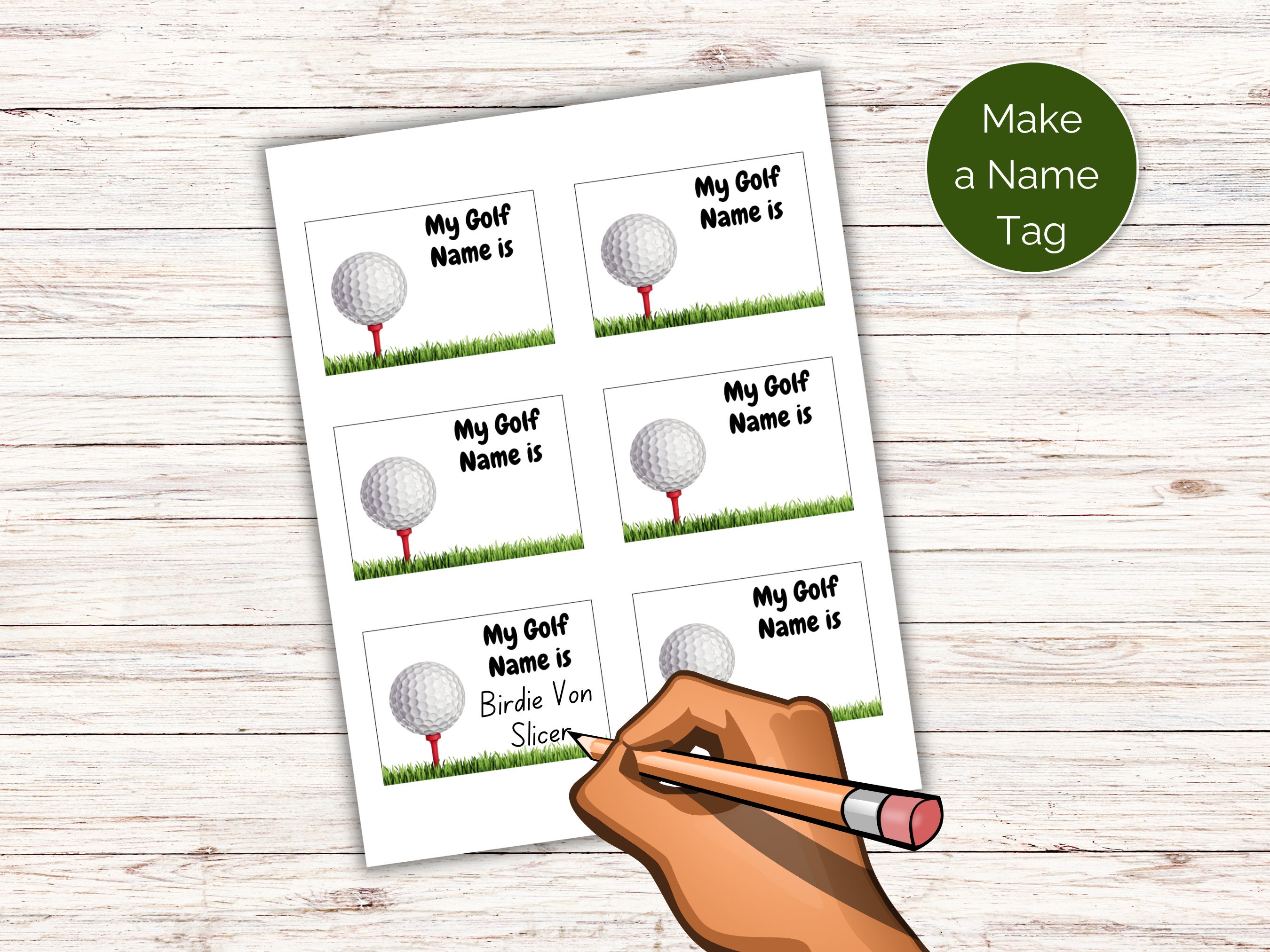 What's Your Golf Name Game + Name Tags, Golf Party Game, Golf Birthday ...