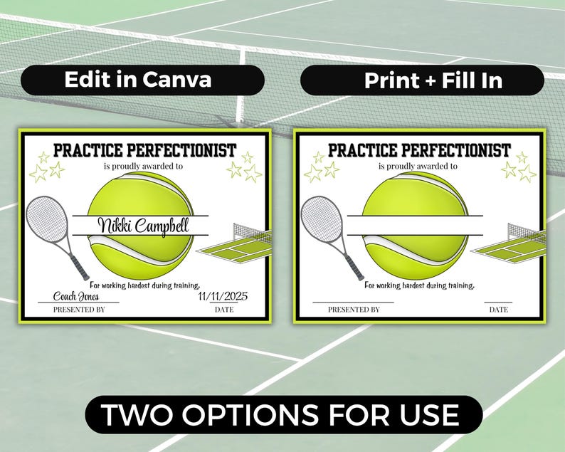 Editable Tennis Award Certificates, 101 Printable End of Season Tennis ...
