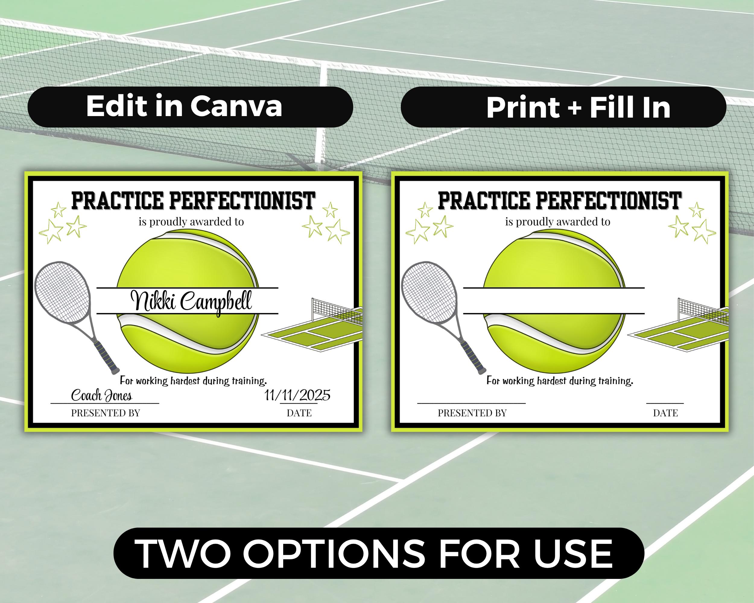 Editable Tennis Award Certificates, 101 Printable End of Season Tennis ...